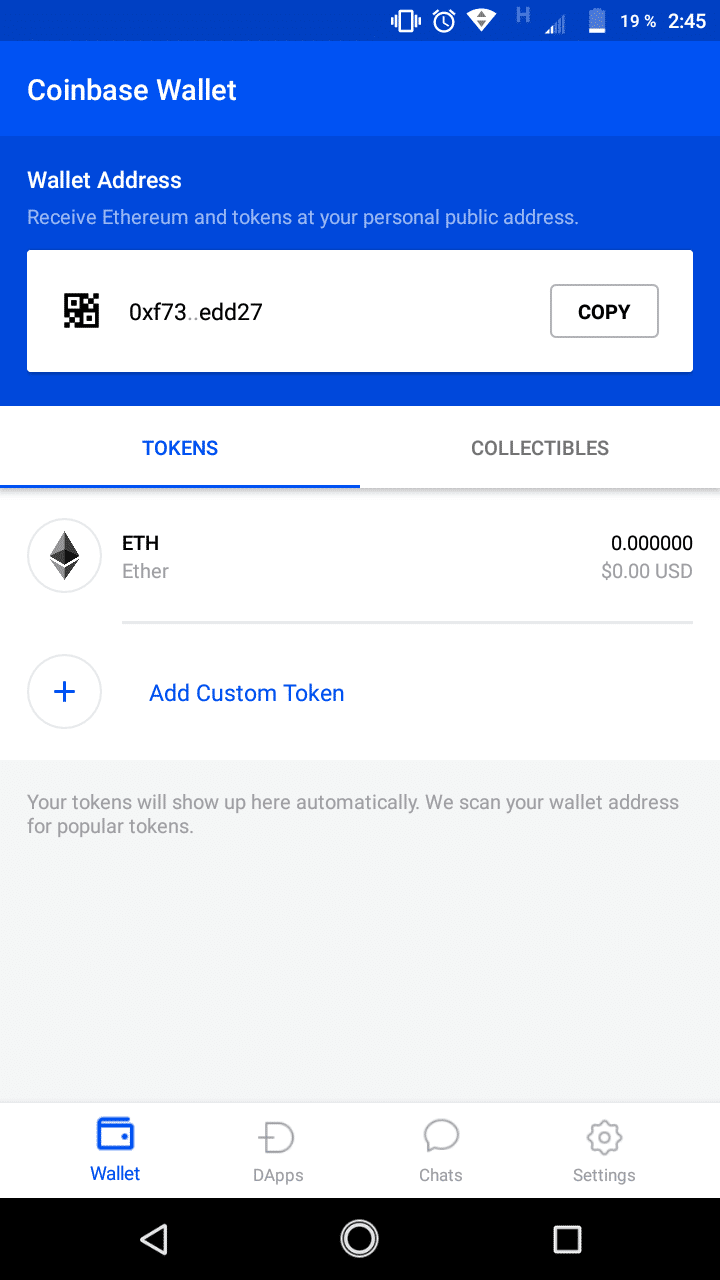 Cómo usar Coinbase Wallet: dApps y tokens de Ethereum en un monedero