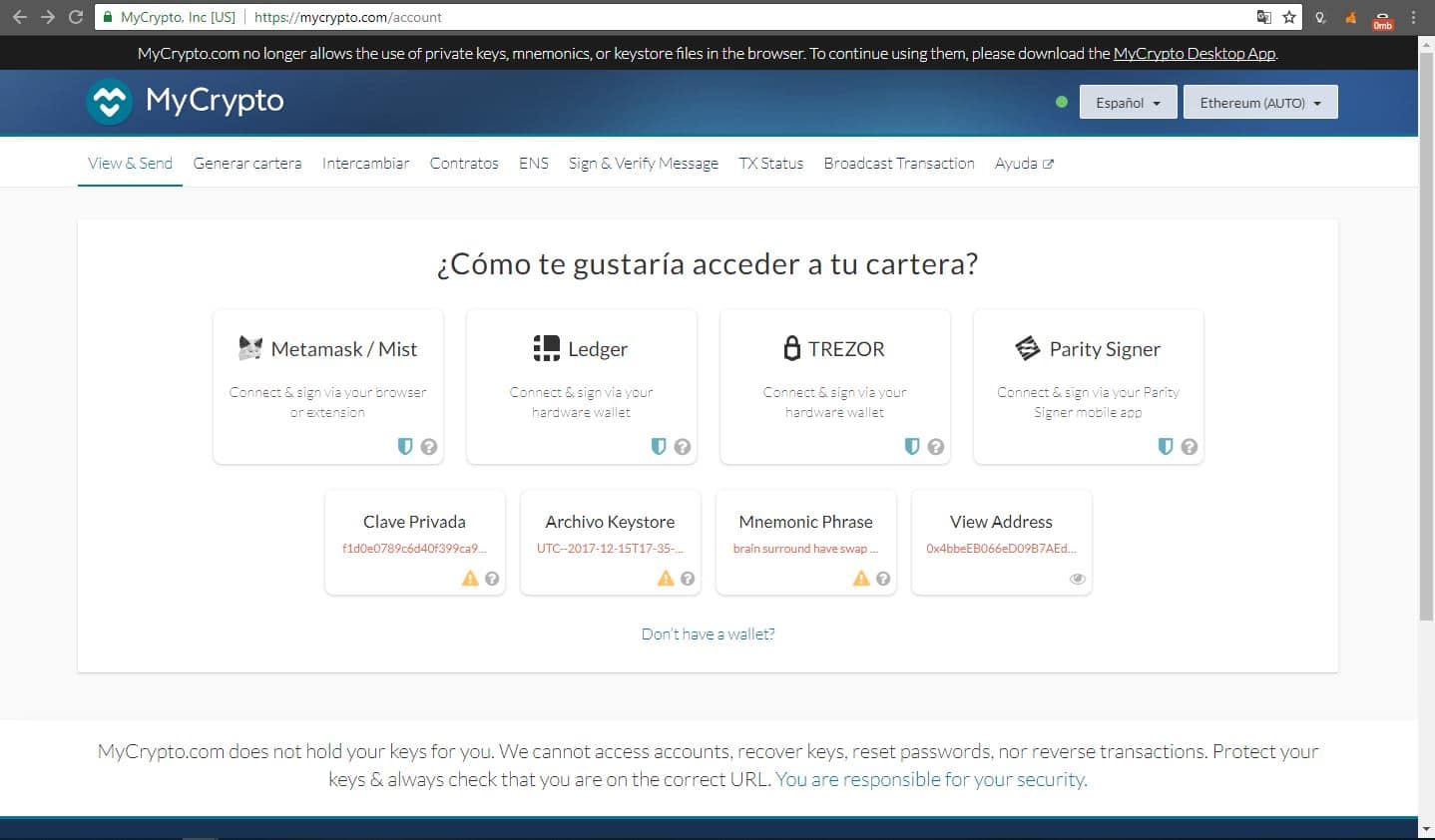 Aprende a interactuar con la blockchain de Ethereum a traves de MyCrypto
