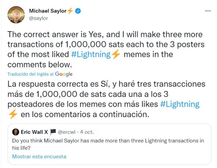 Michael Saylor dispuesto a regalar bitcoin por publicar memes en Twitter