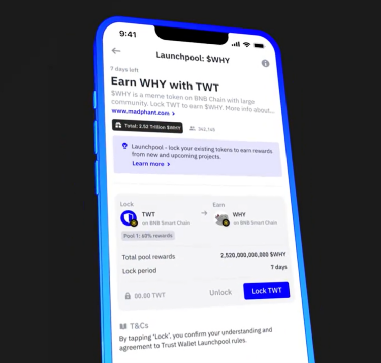 Trust Wallet habilitó launchpool de tokens desde la autocustodia