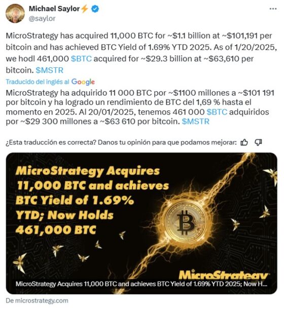 MicroStrategy se acerca a los 500.000 BTC tras su última compra de bitcoin